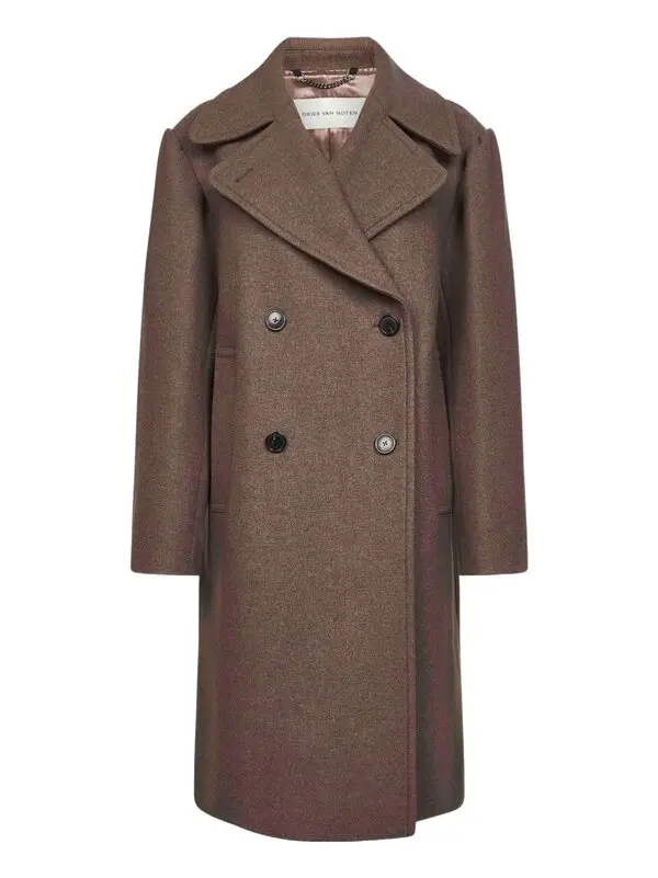 Dries Van Noten Double-breasted Long Sleeve Coat - Brown