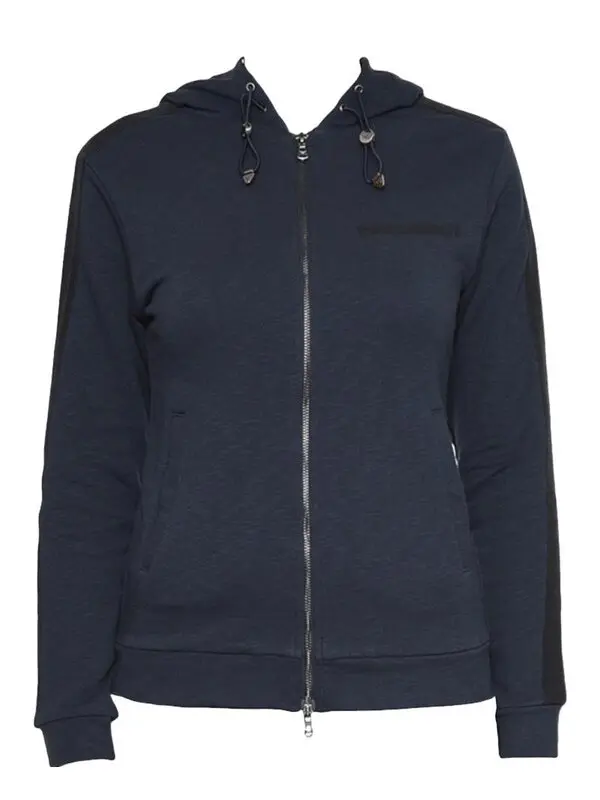 Emporio Armani Logo Hooded Zip-up Casual Coat - Black