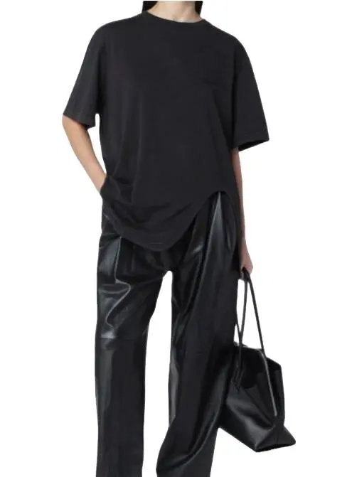 Attico Crew Neck Cotton T-shirt - Black
