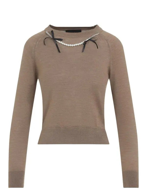 Simone Rocha Embellished Knitted Jumper - Brown