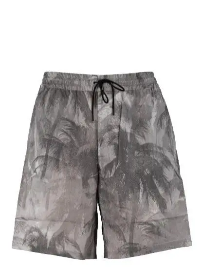 Emporio Armani Printed Drawstring Shorts - Gray