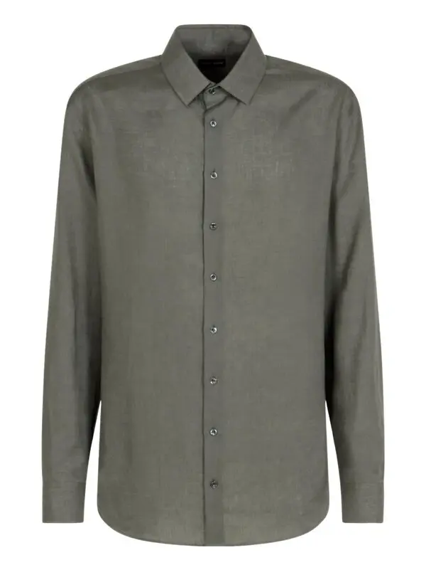 Giorgio Armani Curved Hem Button-up Shirt - Gray