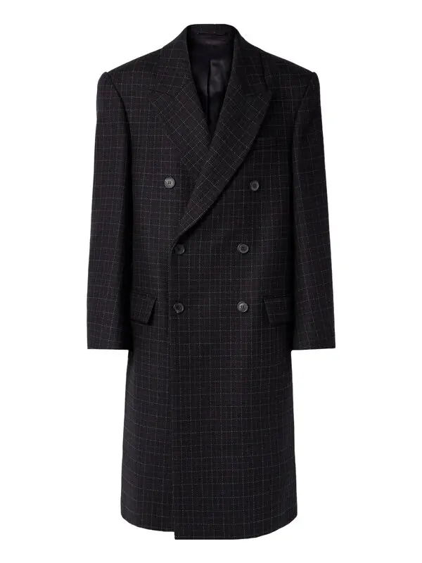 Wardrobe.NYC Double-breasted Checked Overcoat - Black