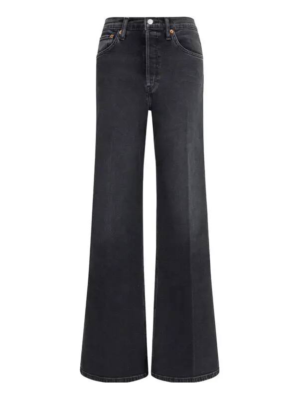 RE/DONE High-waisted Wide-leg Jeans - Black