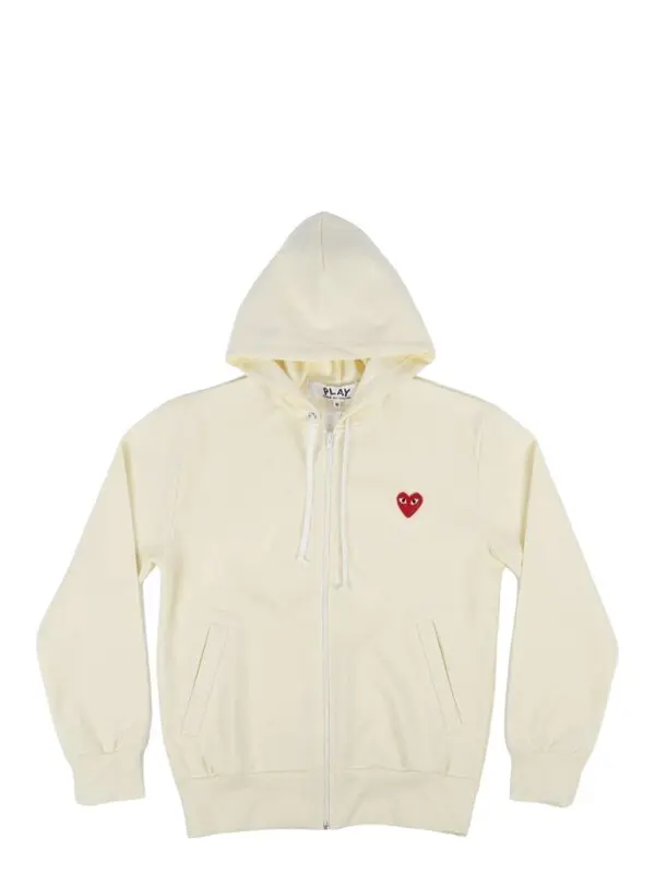 Play Comme Des Garcon Long-sleeved Hooded Sweater With Heart Patch - White