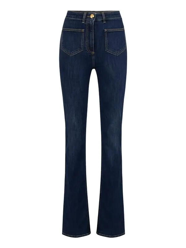 Elisabetta Franchi Logo Plaque Straight Leg Jeans - Denim Blue
