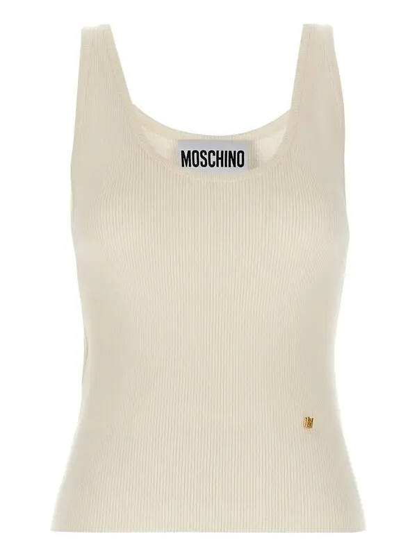 Moschino Sleeveless Vest With Metal Trim - Nude