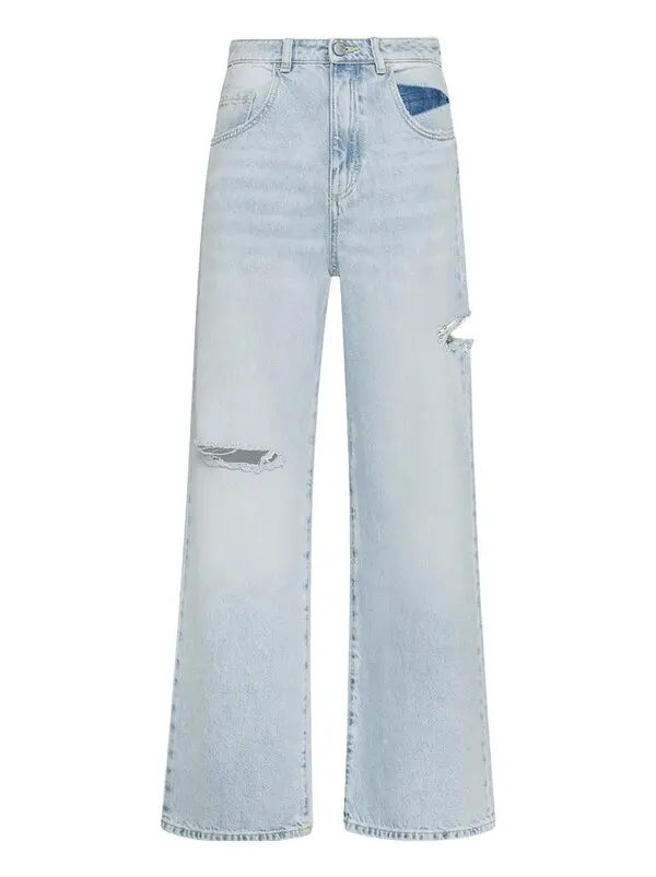ICON DENIM LOS ANGELES Poppy Ripped Jeans With Logo Patch - Blue