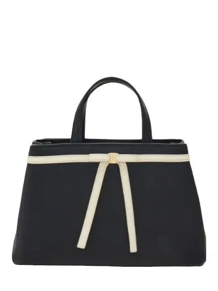 FERRAGAMO Mini Top Handle Bag With Bow Detail - Black/mascarpone