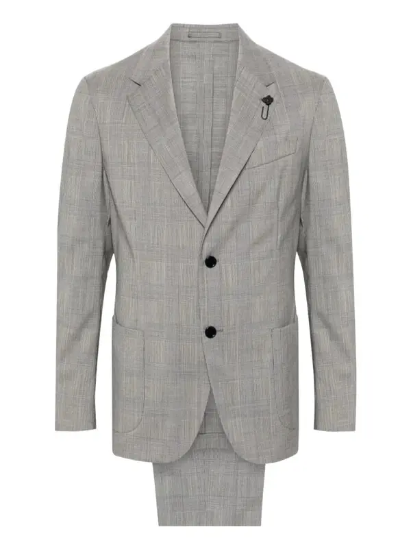 LARDINI Prince-of-wales-check Wool Suit - Gray