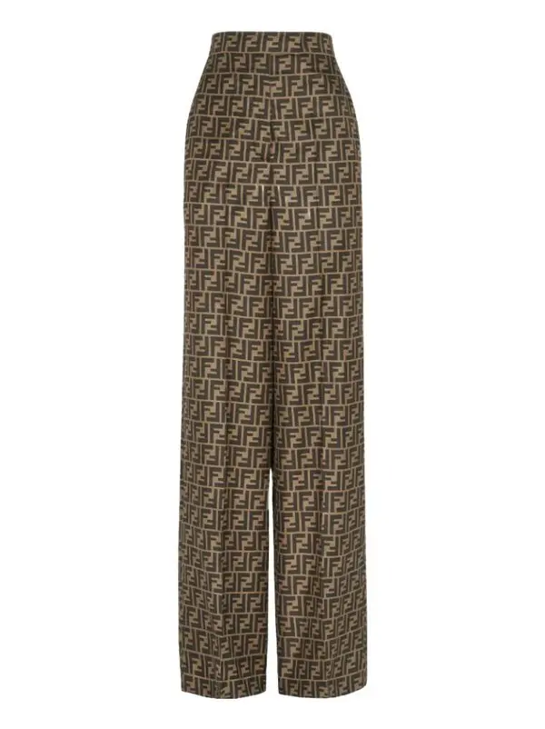 Fendi Allover Ff Printed Straight-leg Pants - Brown
