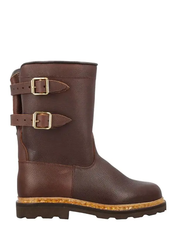 Paraboot Sanglier Double-buckle Leather Boots - Brown