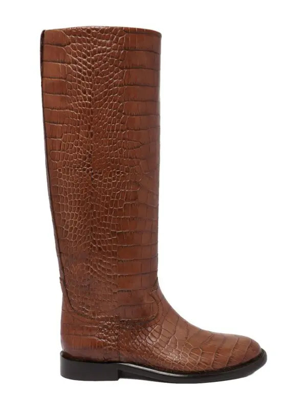 Paris Texas 20mm Montana Croc-embossed Leather Boots - Brown