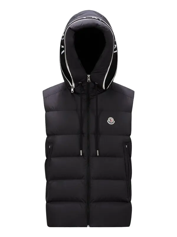 Moncler Zip-up Hooded Gilet - Black