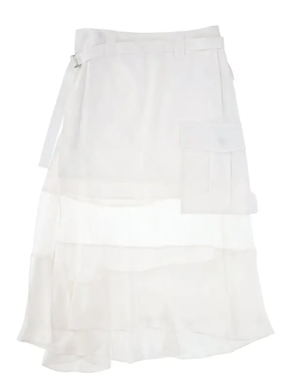 Sacai Asymmetrical Hem Midi Skirt - White