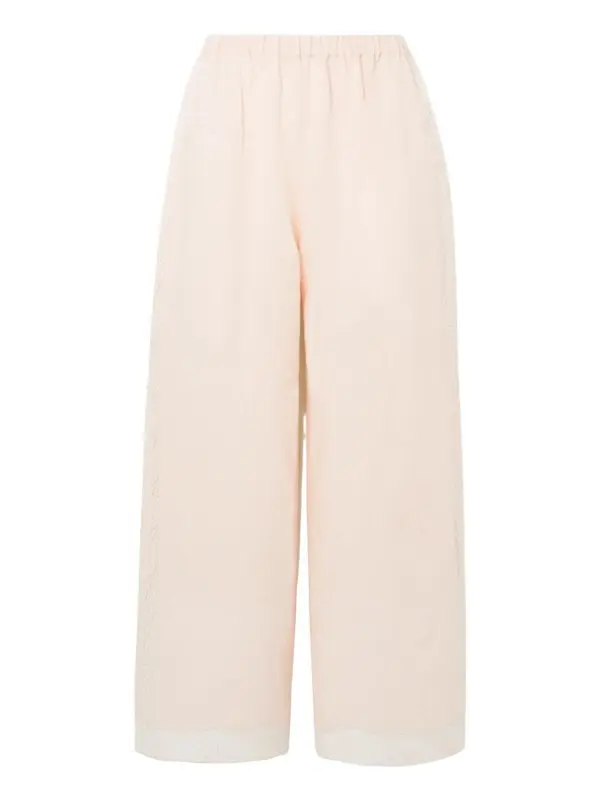 ERES Wide-leg Linen Trousers With Lace Trim - Blush Color
