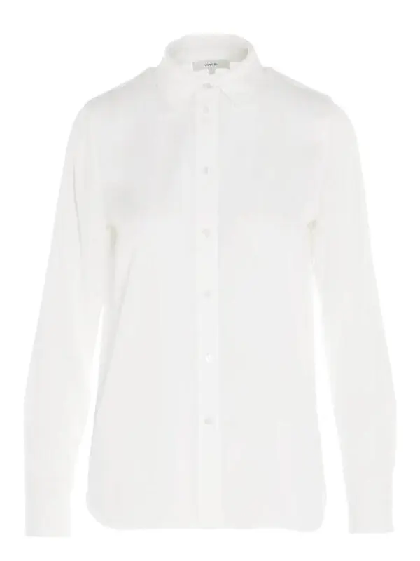 Vince Slim Fit Button-front Shirt With Buckle Detail - White
