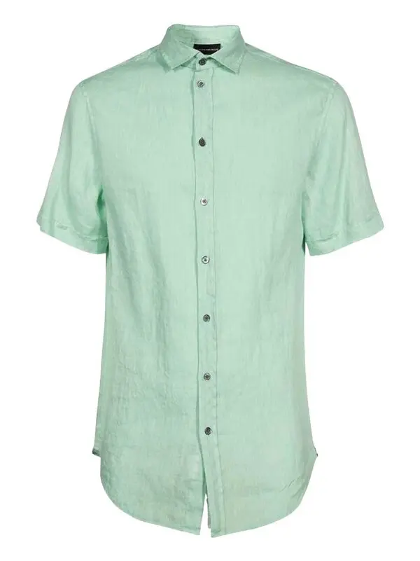 Emporio Armani Short-sleeve Linen Shirt - Green
