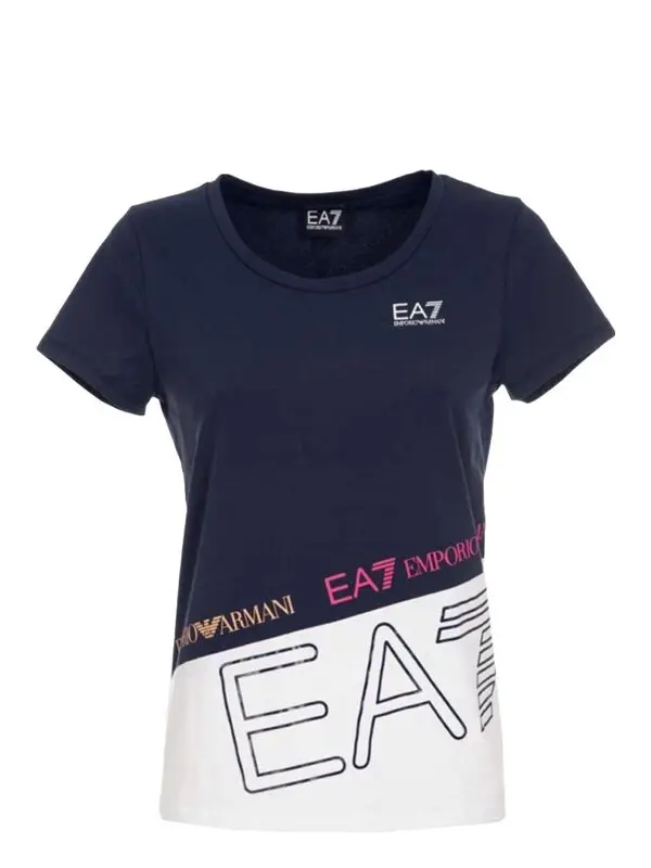 EA7 T-shirt With Round Neck And Short Sleeves - Black