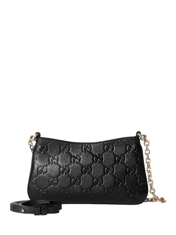 Gucci Gg Emblem Super Mini Shoulder Bag - Black