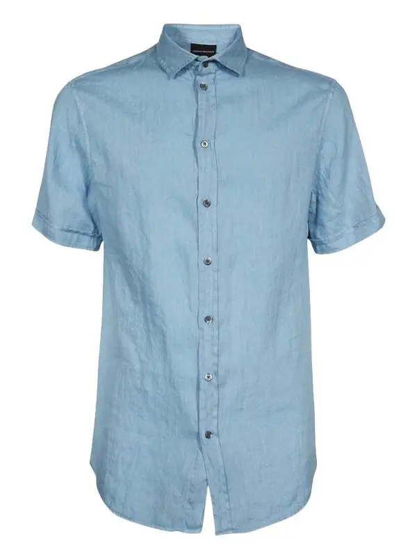 Emporio Armani Short-sleeved Button Shirt - Blue