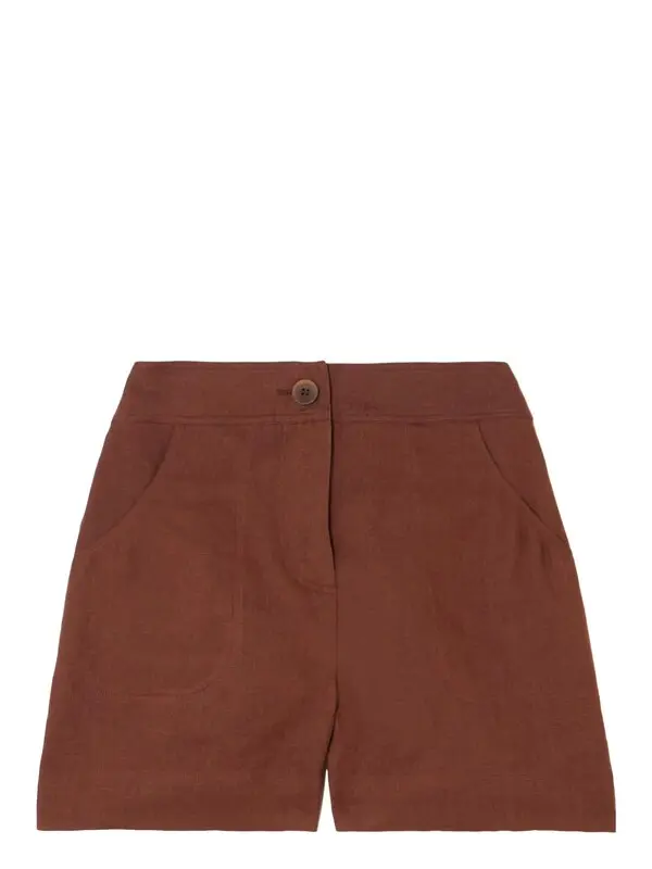 ERES High-waisted Straight-leg Shorts - Brown