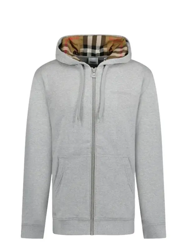 Burberry Zip-up Hooded Sweatshirt - Grey