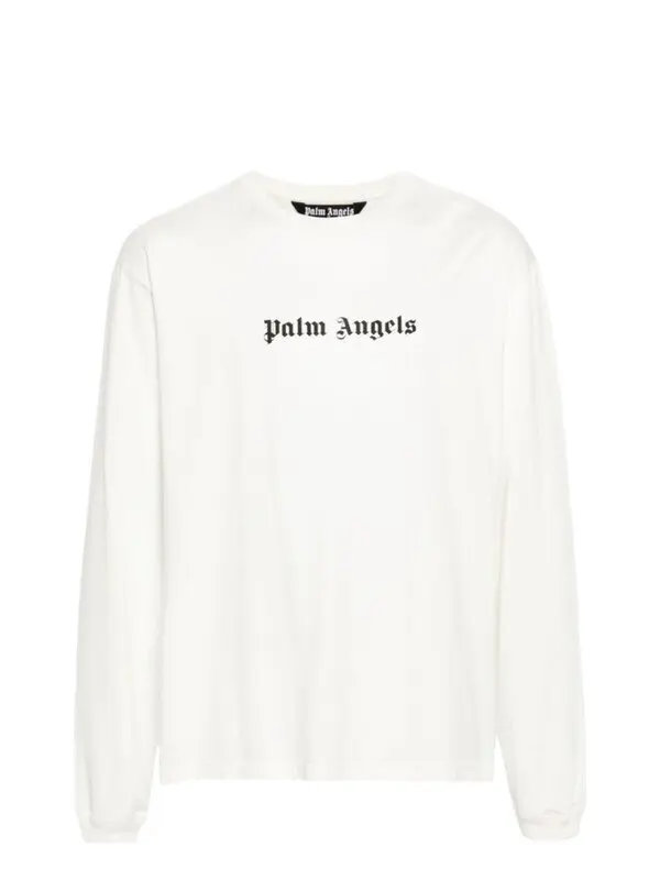 Palm Angels Logo Printed Crewneck Sweatshirt - White