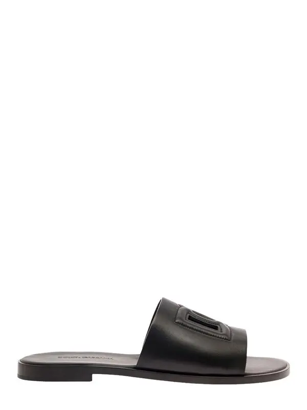 Dolce & Gabbana Dg Cut-out Detail Slides - Black