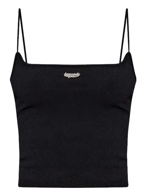 Dsquared2 Knit Top With Logo Plaque - Black