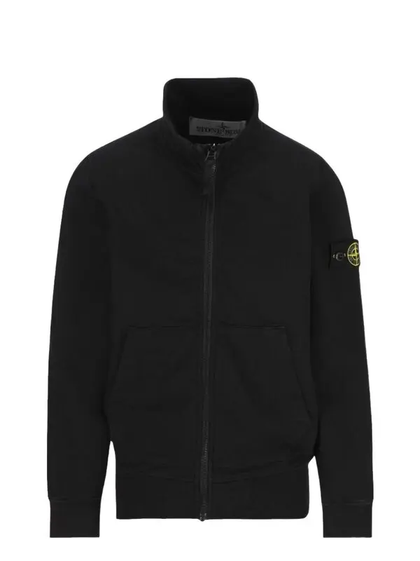 Stone Island Compass Patch Zip-up Sweatshirt - Black
