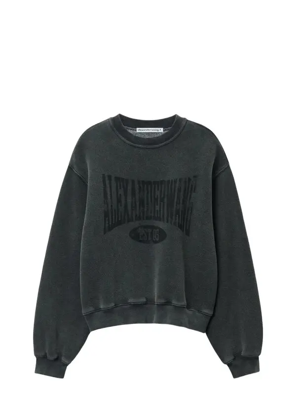 Alexander Wang Logo Printed Drop Shoulder Sweatshirt - Black