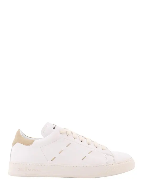 Kiton Logo Printed Low-top Sneakers - White Desert