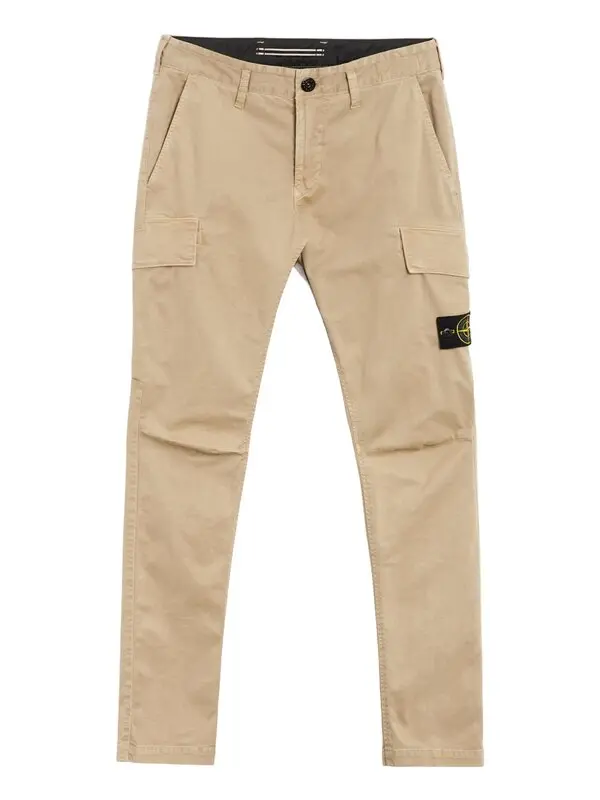 Stone Island Tapered Leg Cargo Trousers With Logo Badge - Nude