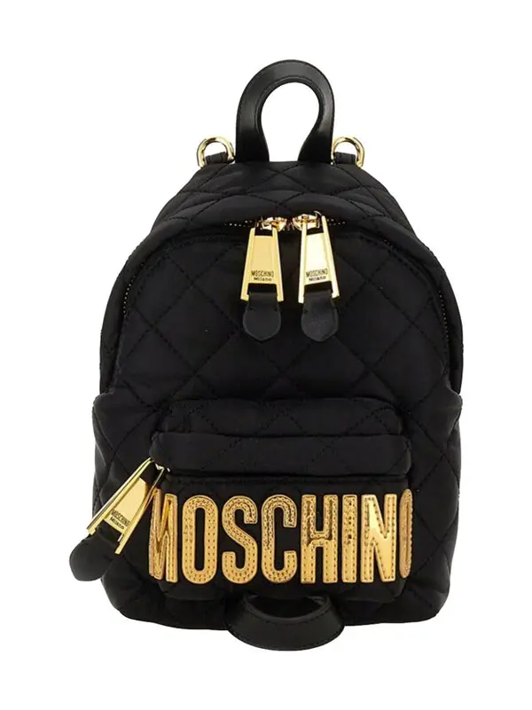 Moschino Detailed Quilted Backpack - Black