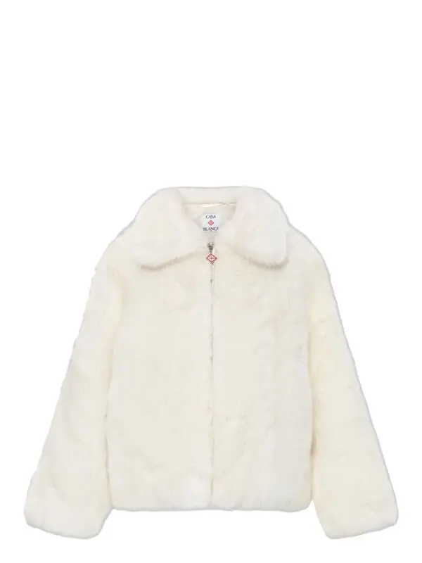 Casablanca Long Sleeve Fur Jacket - White