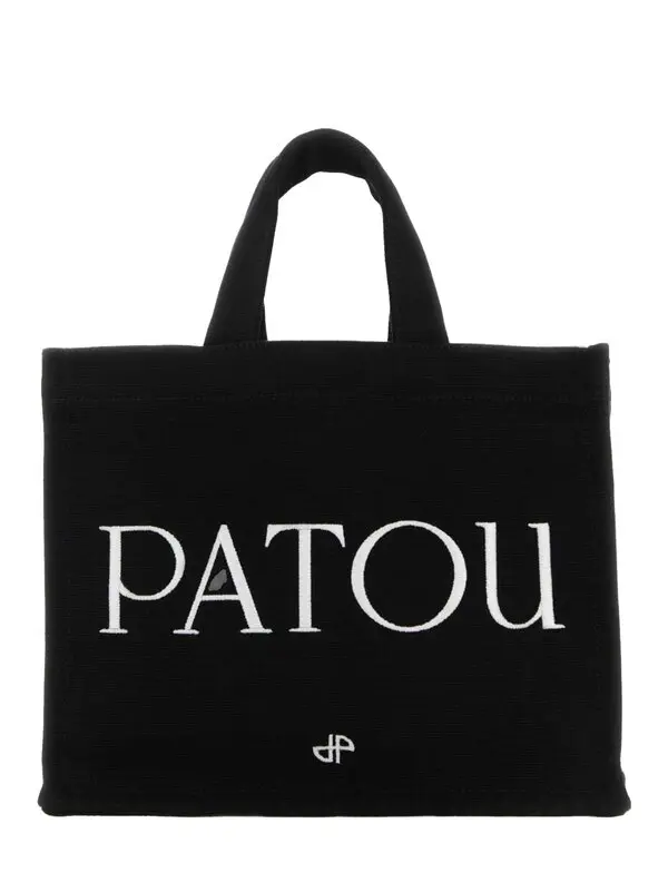 PATOU Logo Printed Small Top Handle Bag - Black