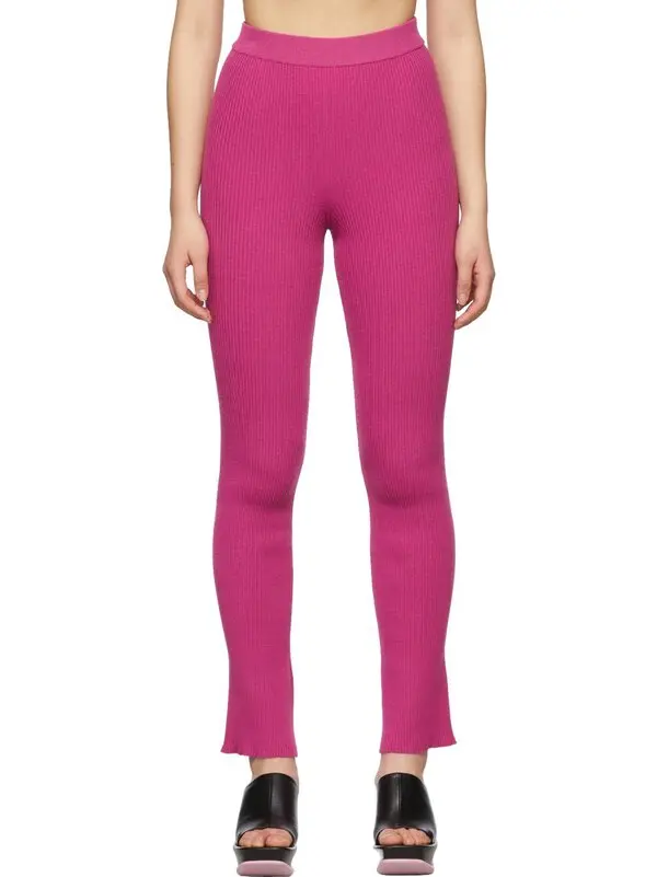 MSGM High-waisted Ribbed-knit Trousers - Pink