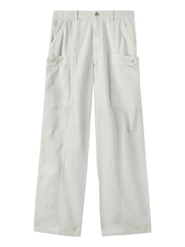 Palm Angels Wide-leg Mid-rise Cargo Trousers - White