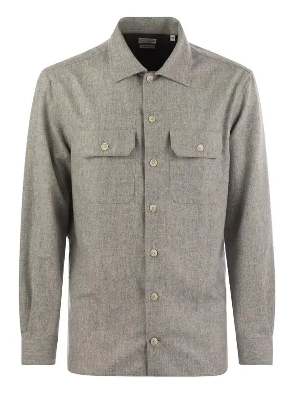Brunello Cucinelli Long-sleeved Shirt With Flap Pockets - Pearlescent Gray