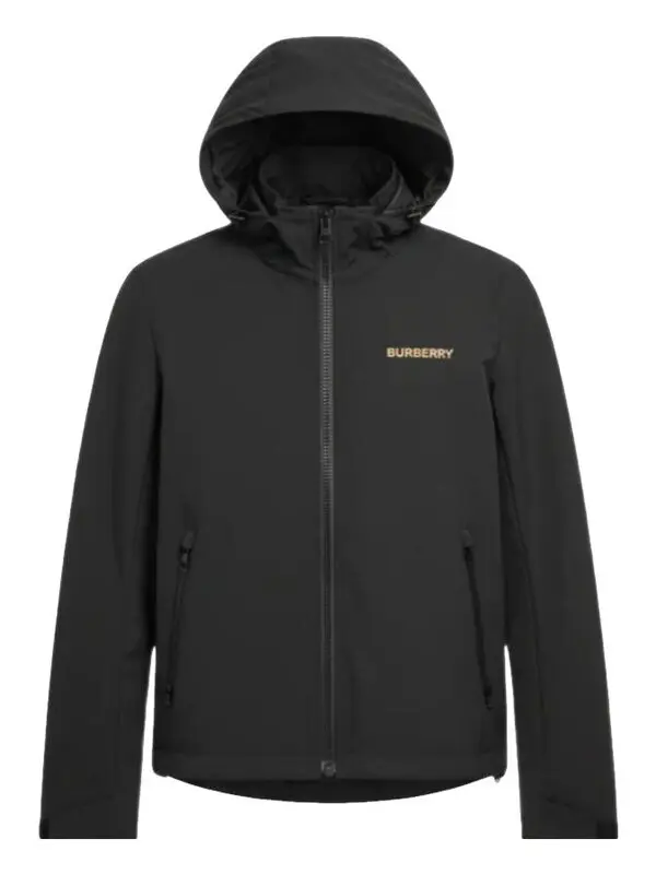 Burberry Hooded Jacket With Zipper Closure - Black