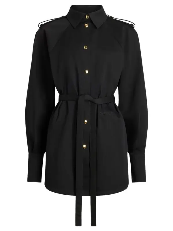 PATOU Belted Shirt Mini Dress - Black