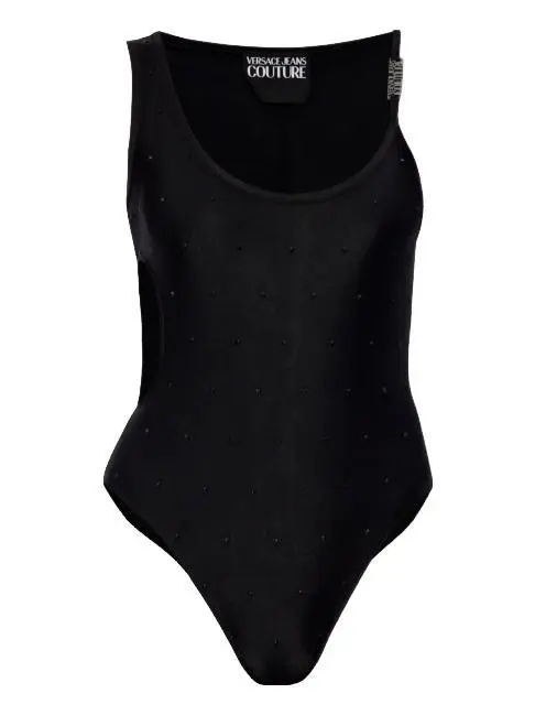 Versace Logo Buckle Cut-out Bodysuit - Black