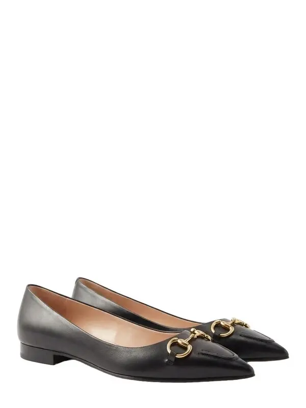 Gucci Horsebit Detail Ballet Flats - Black