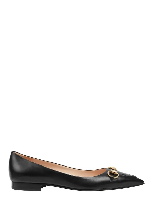 Gucci Horsebit Detail Ballet Flats - Black