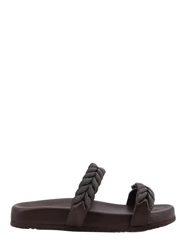 Brunello Cucinelli Braided Embellished Flat Sandals - Black