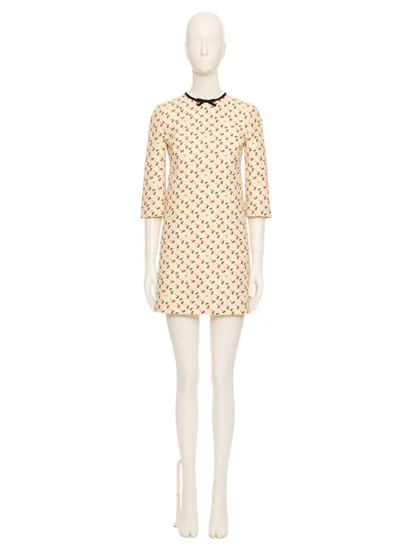 Valentino Garavani Crepe Couture Short Dress With Cherryfic Print - Betulla/cherry