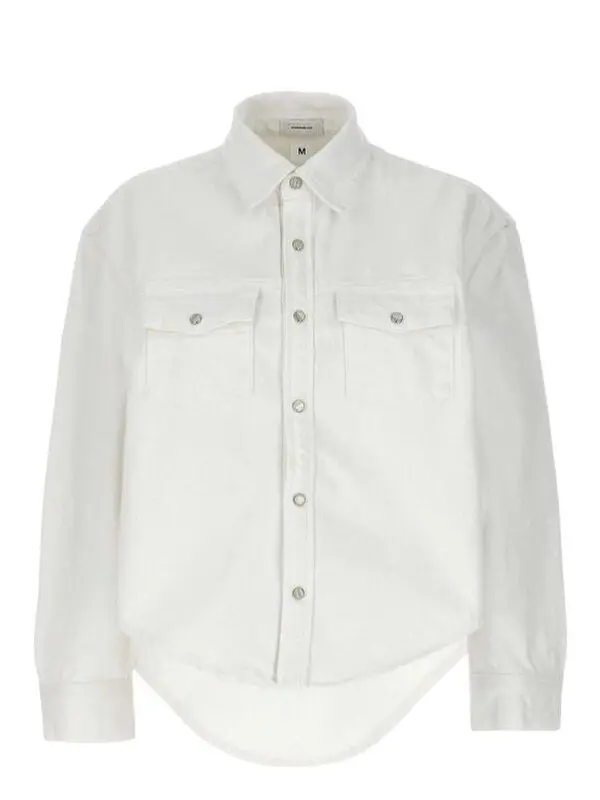 Wardrobe.NYC Cropped Denim Jacket - White