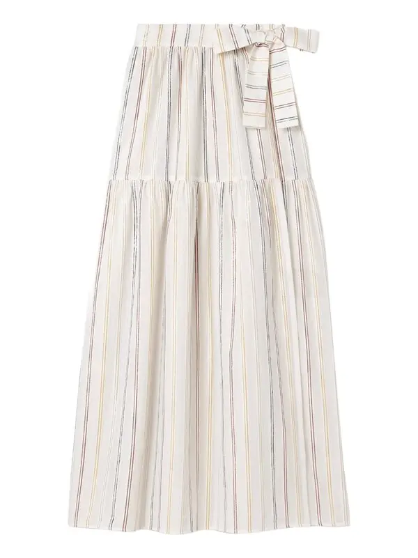 ERES Striped Tiered Maxi Skirt - White