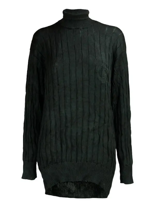 Balenciaga Creased Turtleneck Knit Jumper With Atelier Crest Embroidery - Black